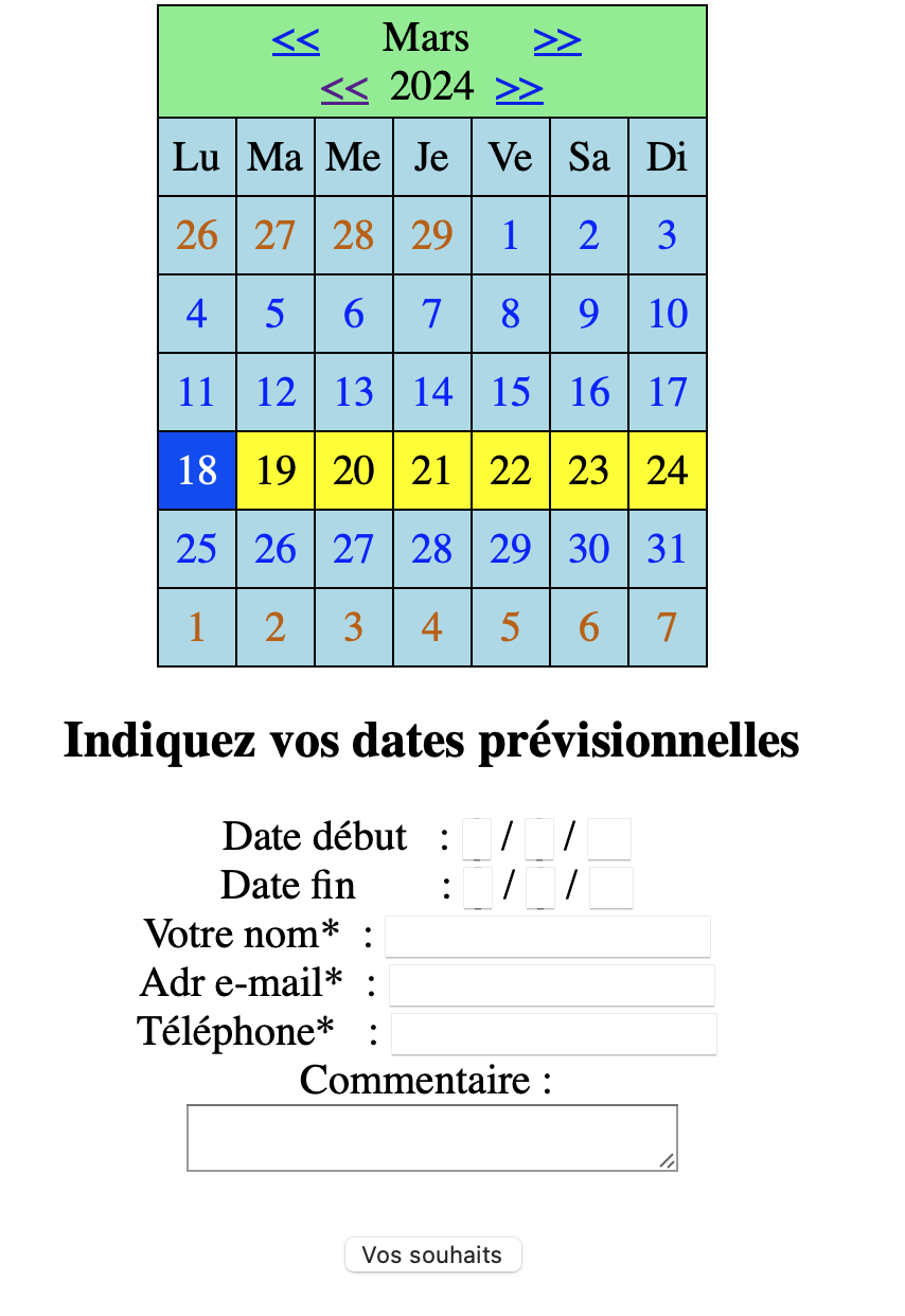 Calendrier de reservation par rwayne - page 1 - OpenClassrooms